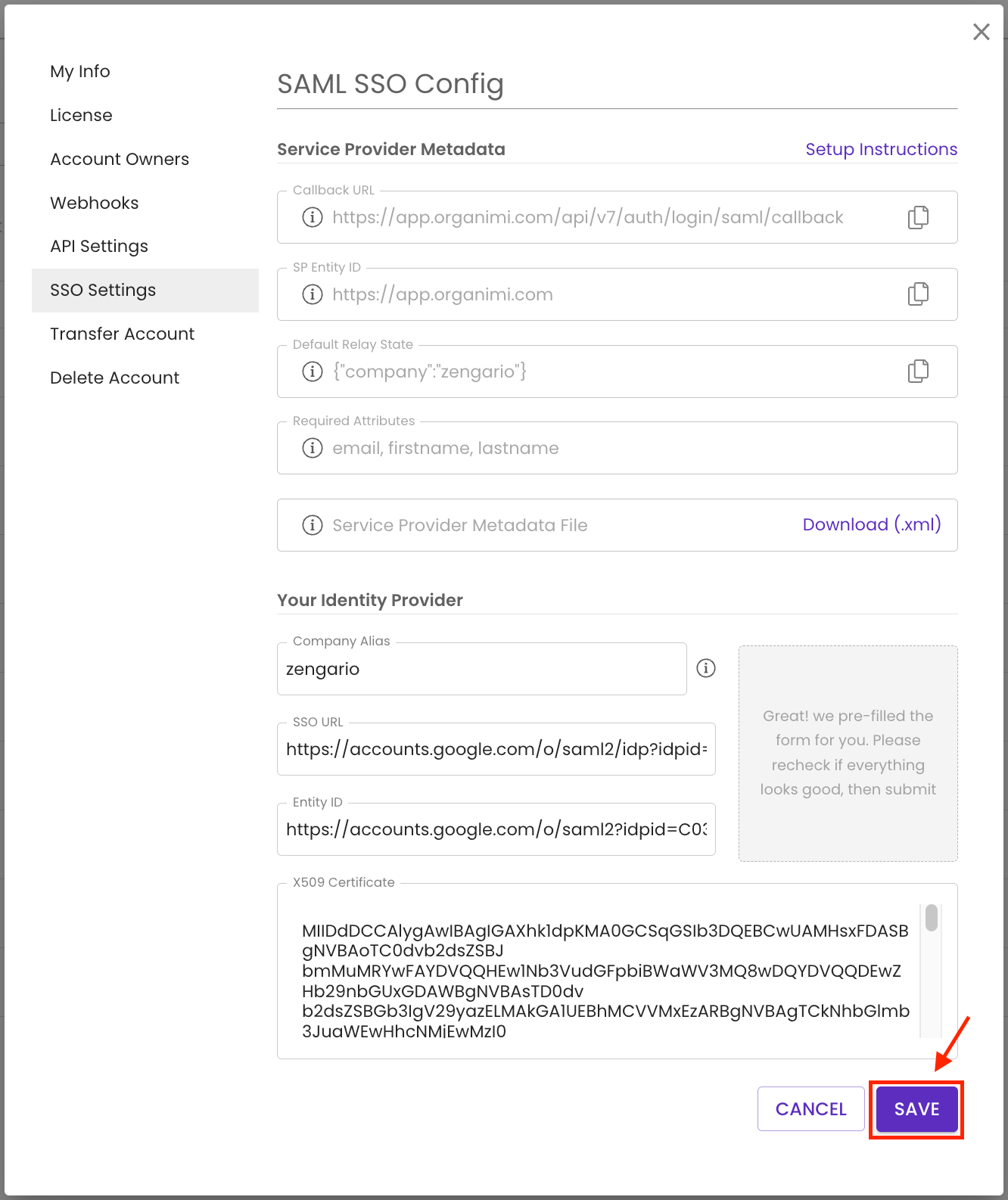 Google SSO Setup Guide – Organimi Help Center