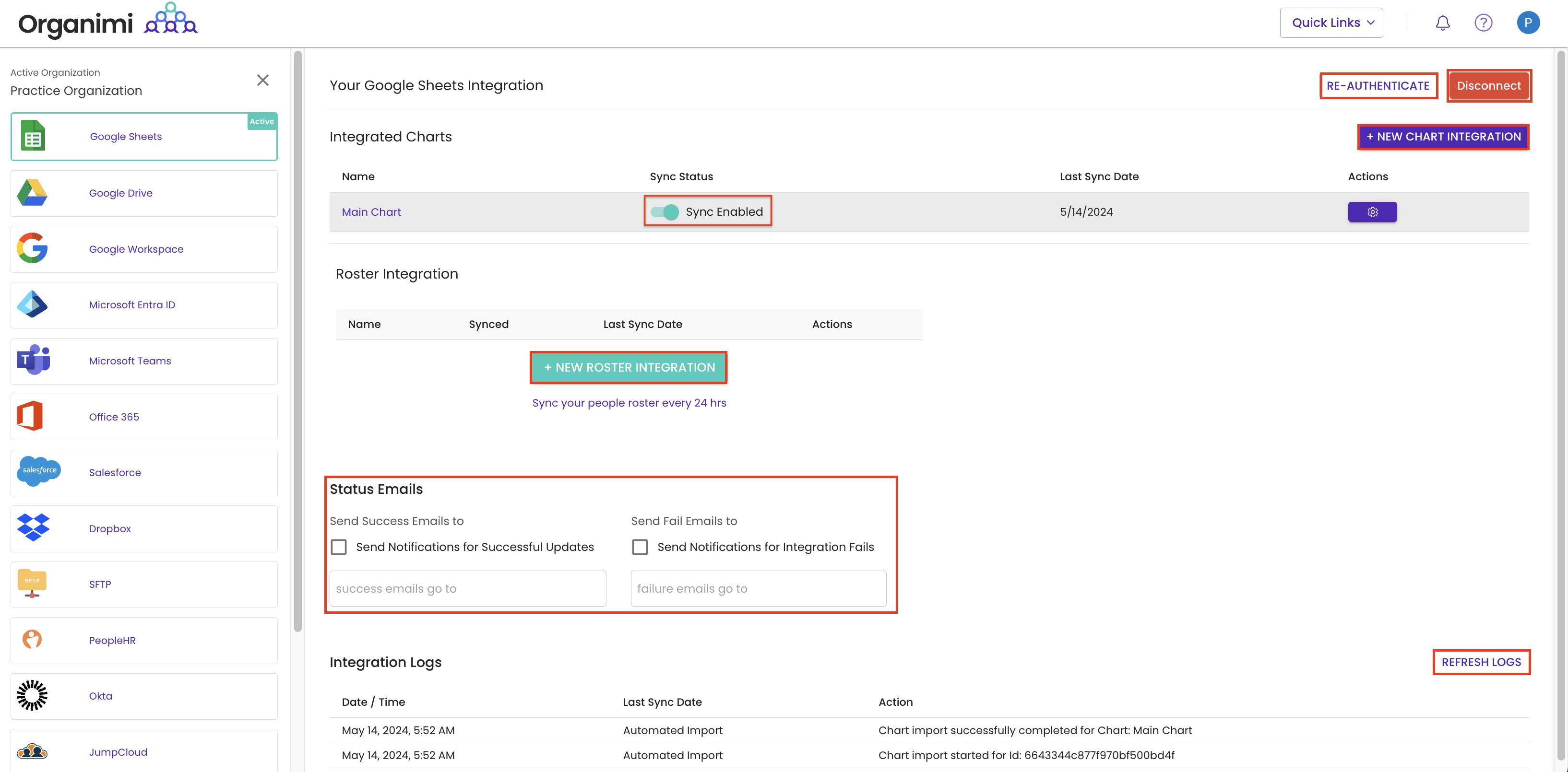 Google Sheets integration. – Organimi Help Center