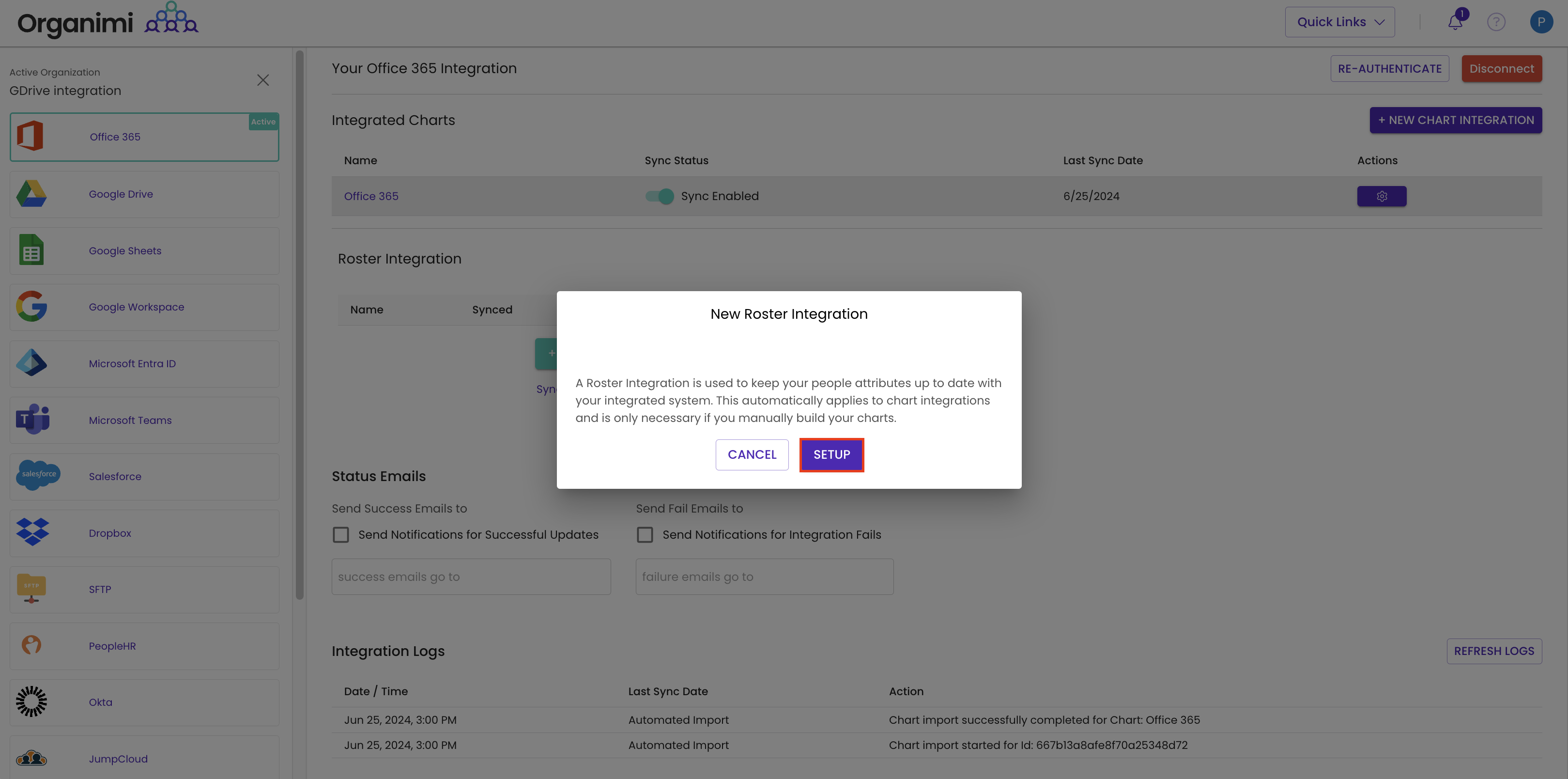 Office 365 integration. – Organimi Help Center