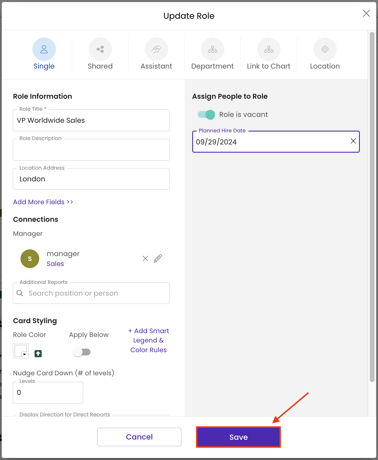 Adding Planned Hire Date for vacant roles – Organimi Help Center