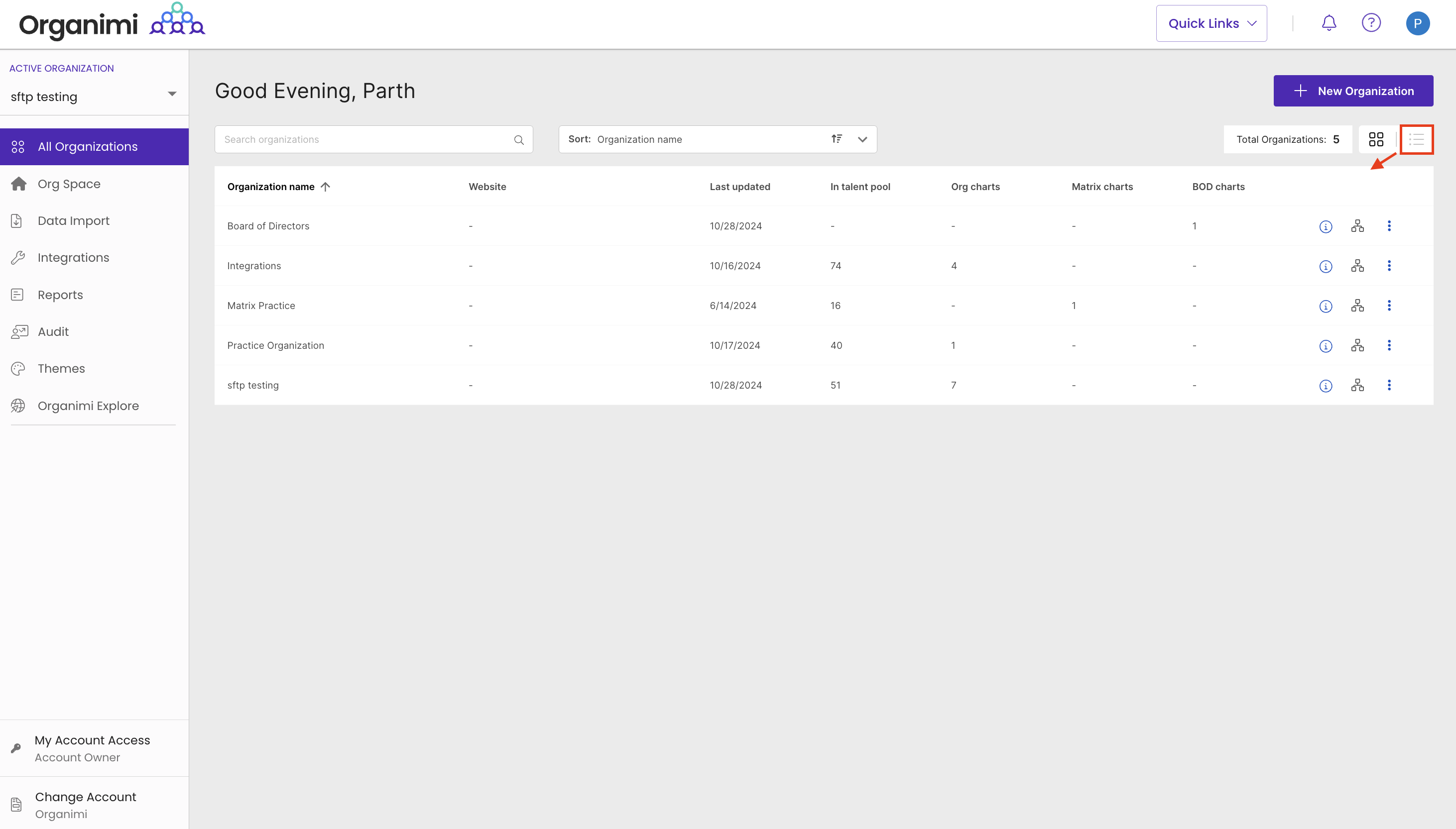 Org Dashboard – Organimi Help Center